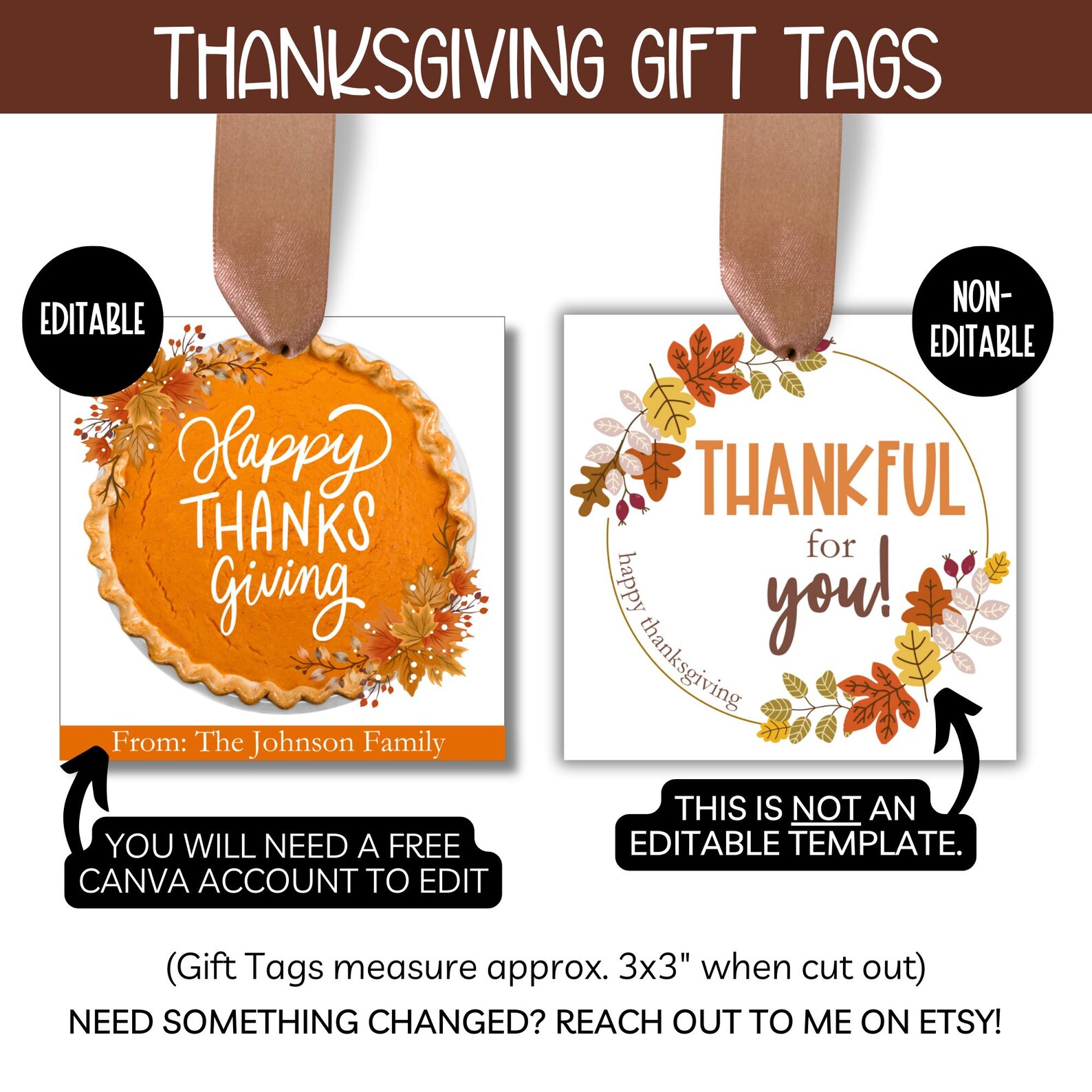 Editable Thanksgiving Pumpkin Pie Gift Tags for Teacher Coworkers ...