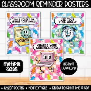 Groovy Classroom Posters Bundle, Retro Aesthetic School Bulletin Board ...