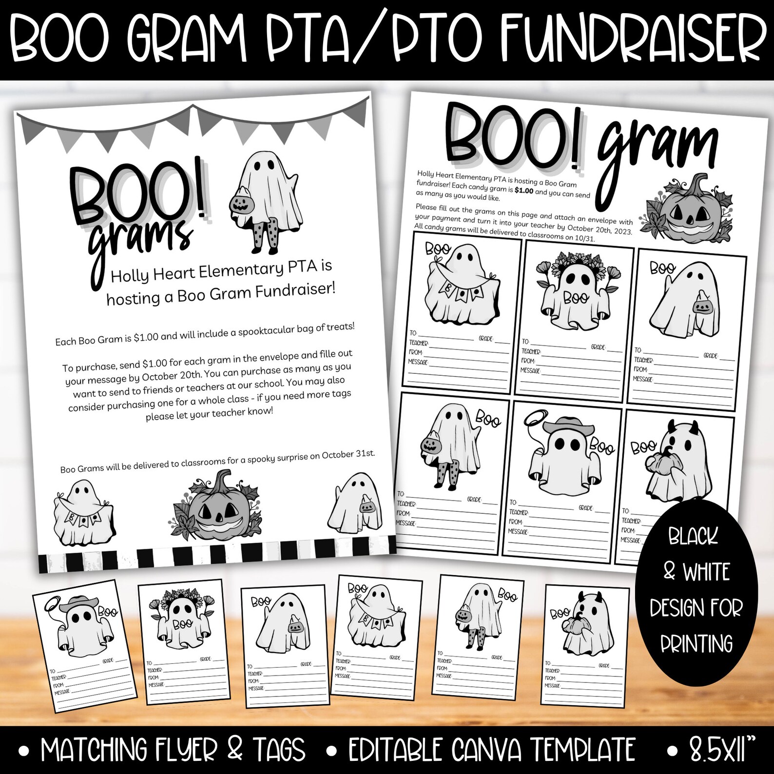 PTA PTO Boo Gram Fundraiser Flyer Template, School Fundraiser Ideas, Boo Bag Fundraiser ...