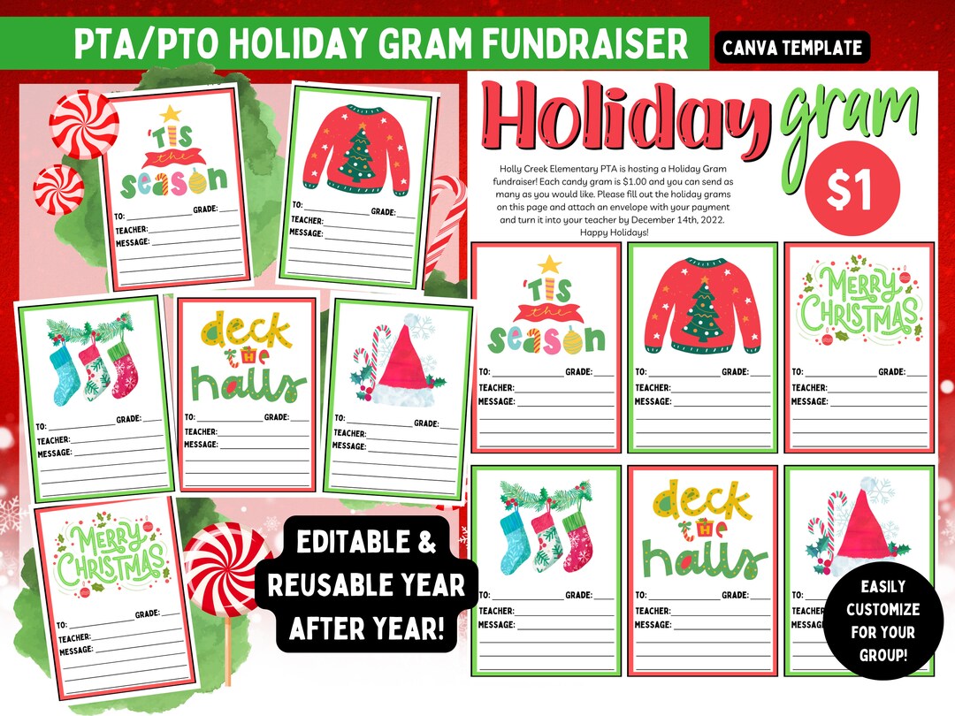 PTA PTO Candy Gram | Christmas Gram | Holiday Gram | Candy Cane Gram ...