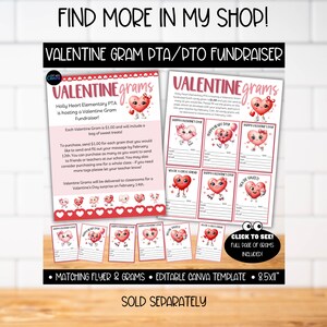 Valentine's Day Candy Gram Pink Red Heart Lollipop Editable Fundraiser ...