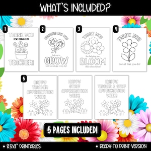 Flower Garden Teacher Staff Appreciation Student Coloring Activity ...