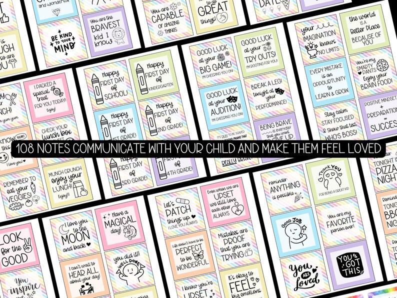 Printable Lunch Box Notes Preschool for Kids Encouragement Bundle ...