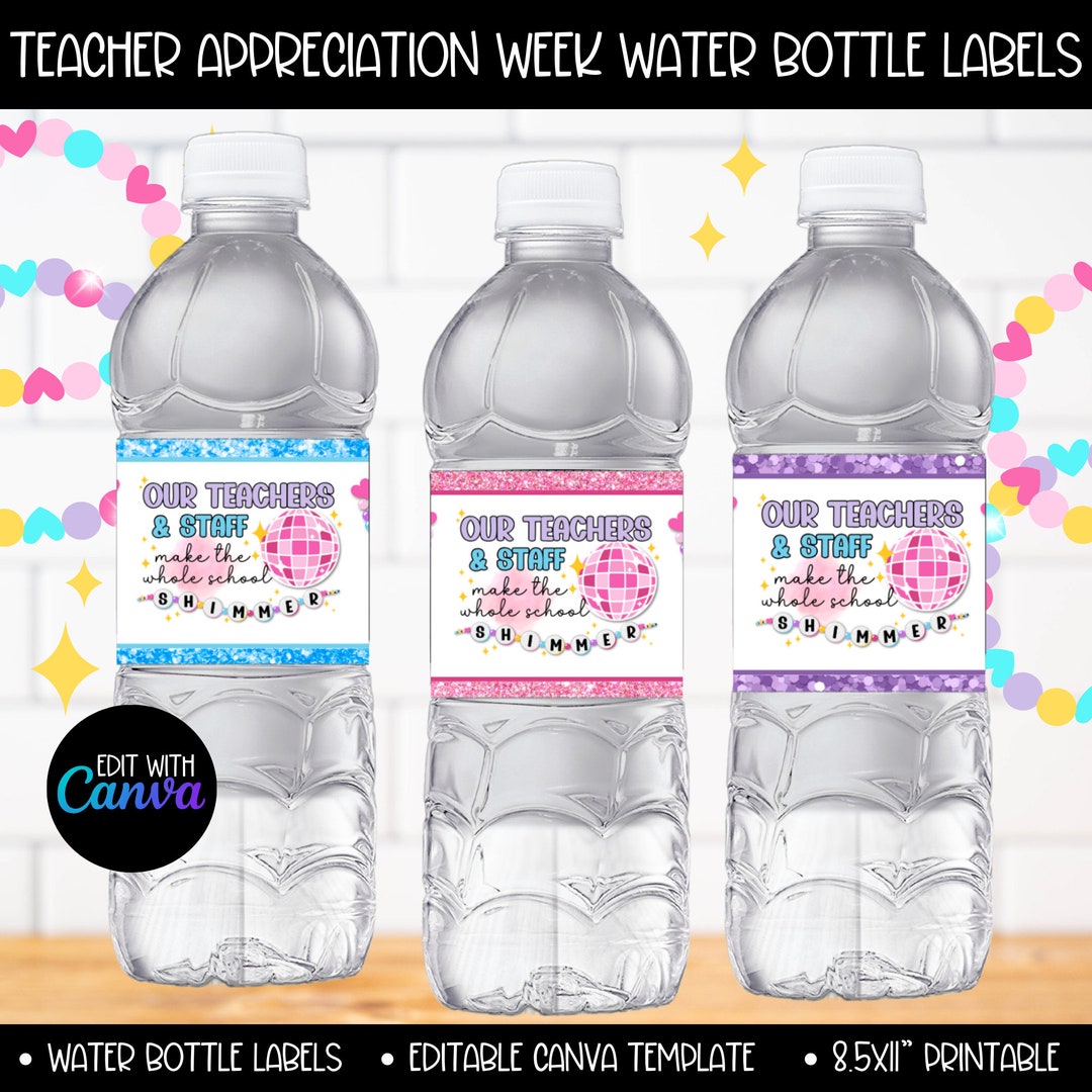 Teacher and Staff Appreciation Week Water Bottle Labels Stickers ...