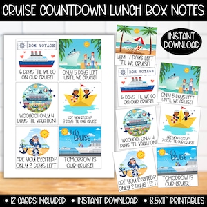 Lunch Box Notes Cruise Vacation Countdown Printable for Kids, Lunchbox ...
