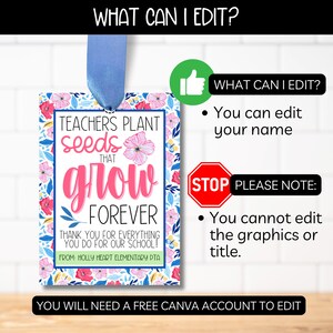 Teacher Appreciation Week Day Gifts, Teachers Plant Seeds Grow Forever ...