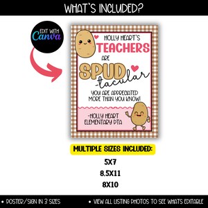 Baked Potato Bar Teacher Staff Appreciation Week Lunch Poster Sign ...