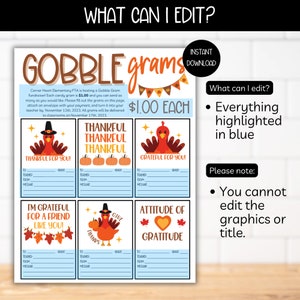 PTA PTO Gobble Gram Fundraiser Flyer Template, Autumn School Fundraiser ...
