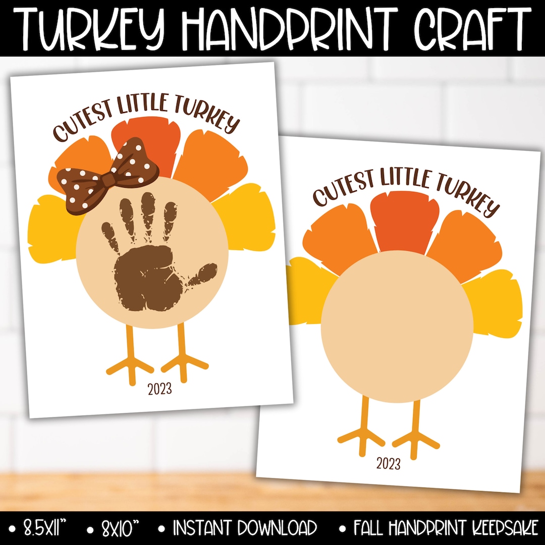 Thanksgiving Turkey Fall Handprint Footprint Printable Art Craft for ...