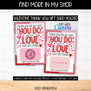 Valentine's Day Teacher Coffee Gift Card Holder Pink Red Card Tag ...