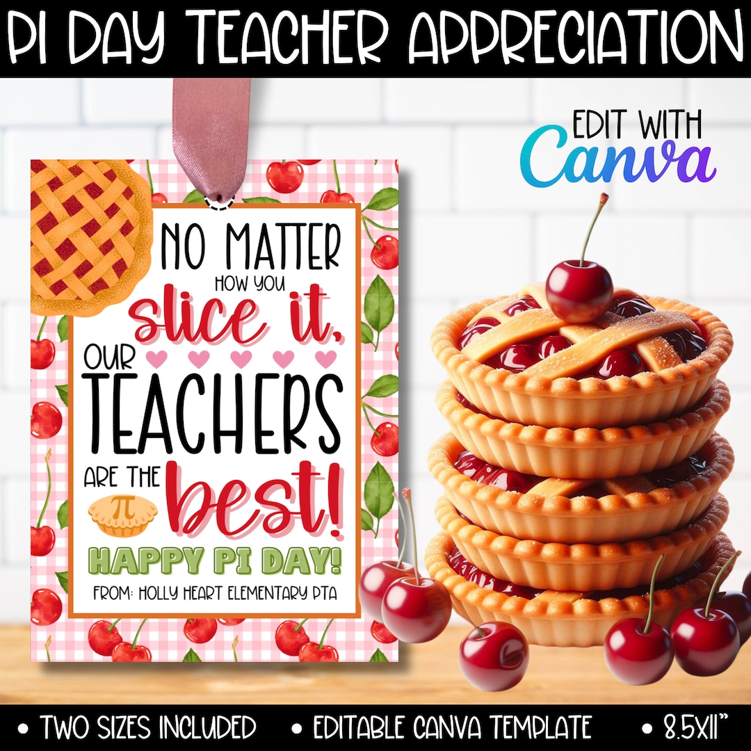 Pi Day Teacher Staff Pie Appreciation Gift Printable Tags, No Matter ...