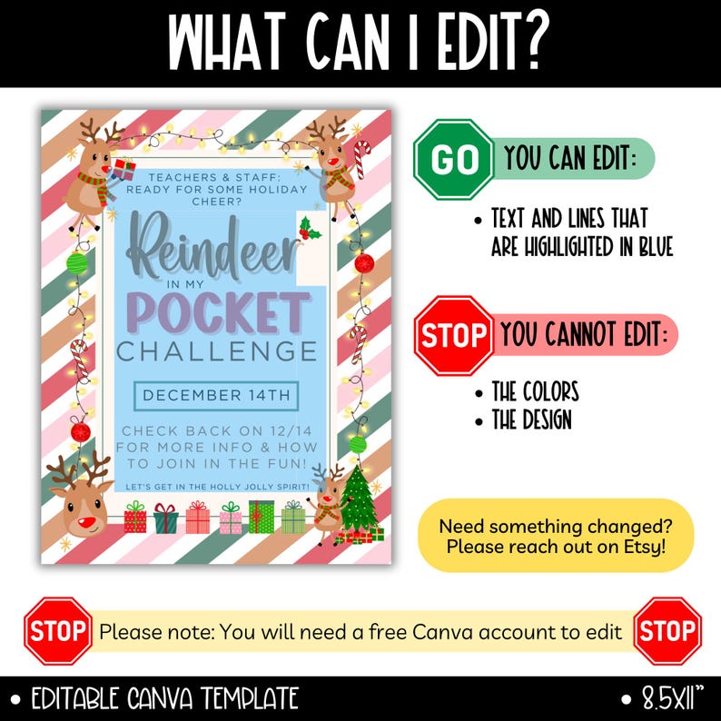 Holiday Christmas Teacher Appreciation Flyer Template, Santa Reindeer ...