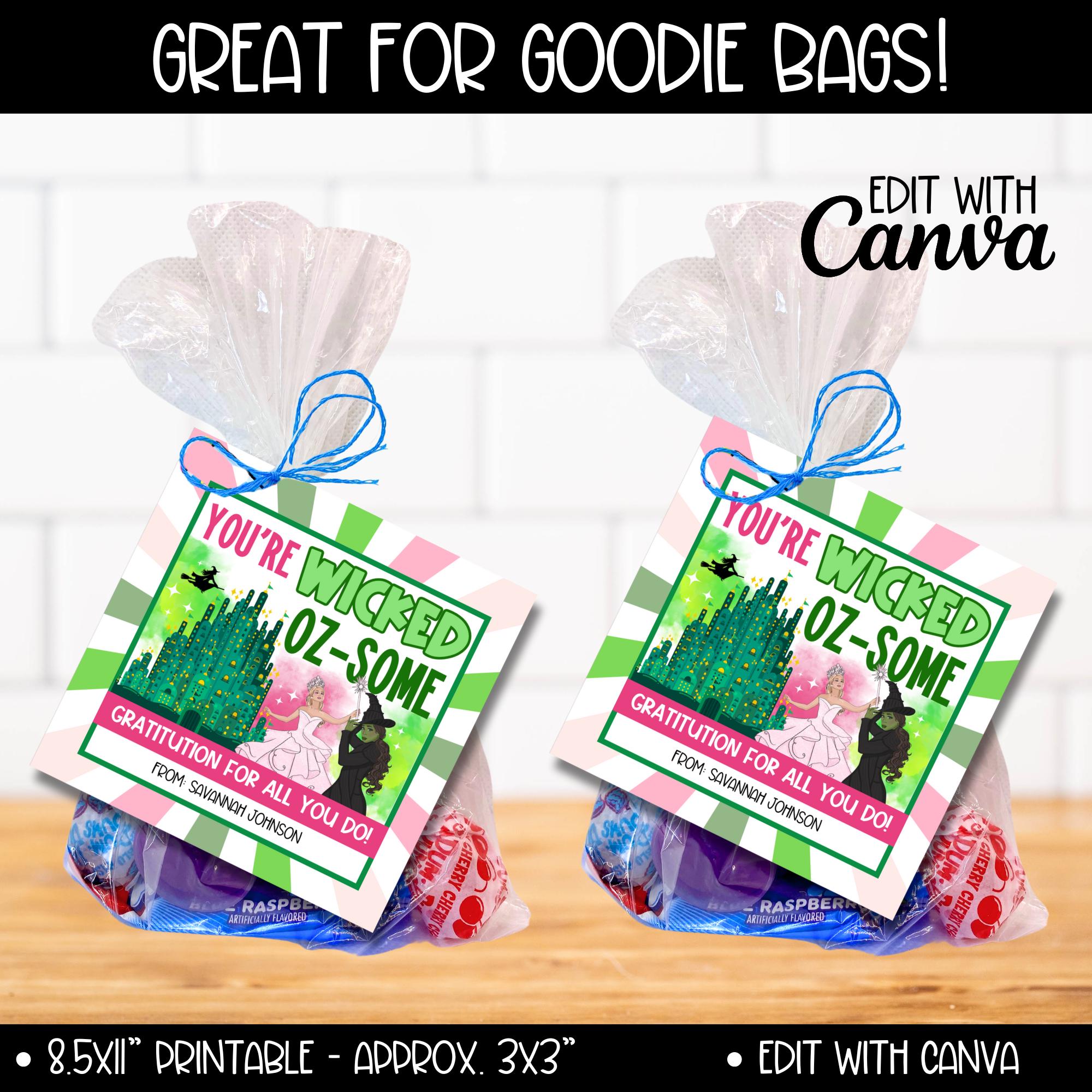 Wicked Thank You Gift Tags Template, Oz Theme Editable Appreciation Tag ...