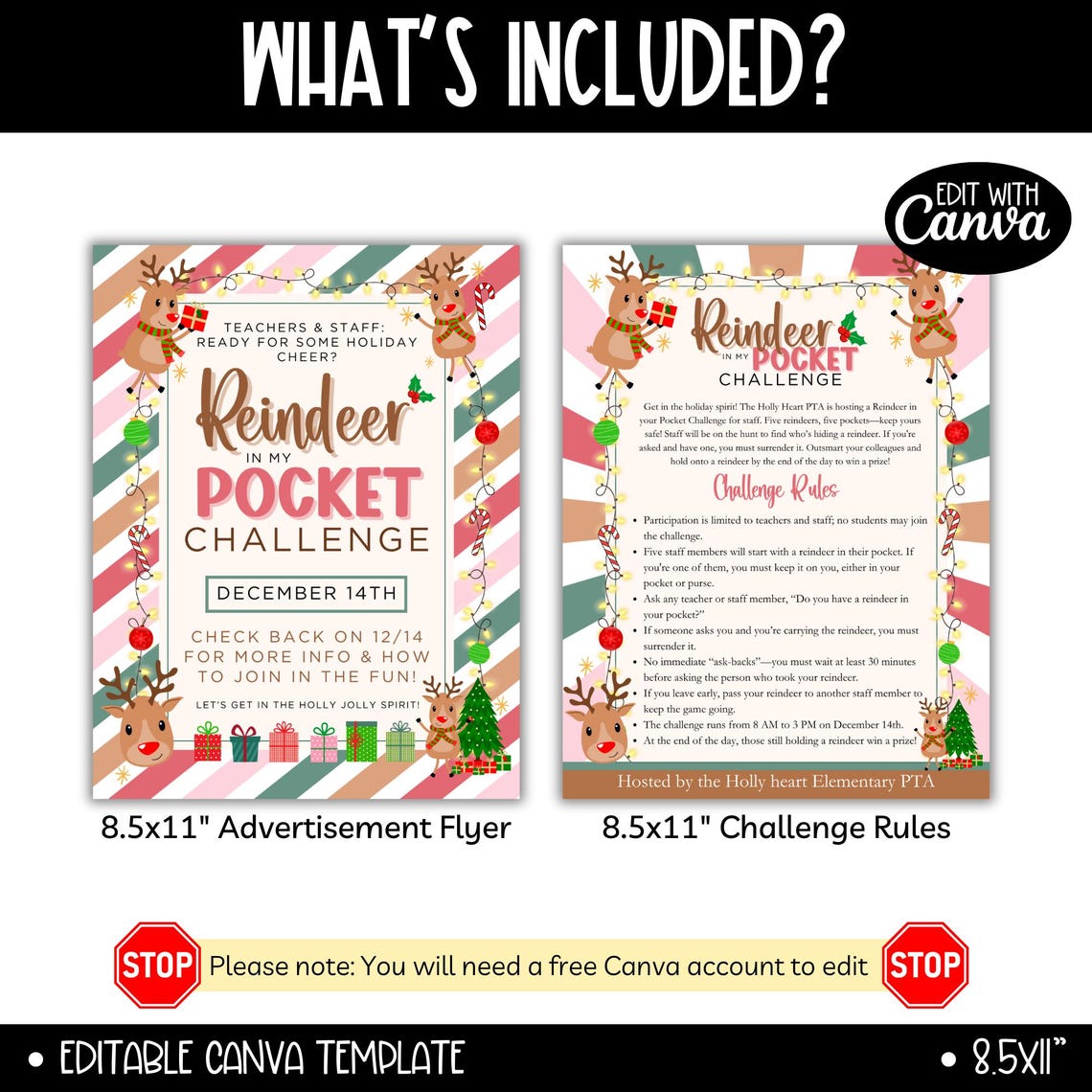 Holiday Christmas Teacher Appreciation Flyer Template, Santa Reindeer ...
