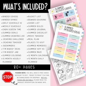 Editable Summer Planner for Kids Template, Kid Summer Reading Behavior ...