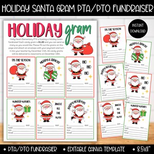 PTA PTO Christmas Santa Holiday Gram Fundraiser Flyer Template, Winter ...