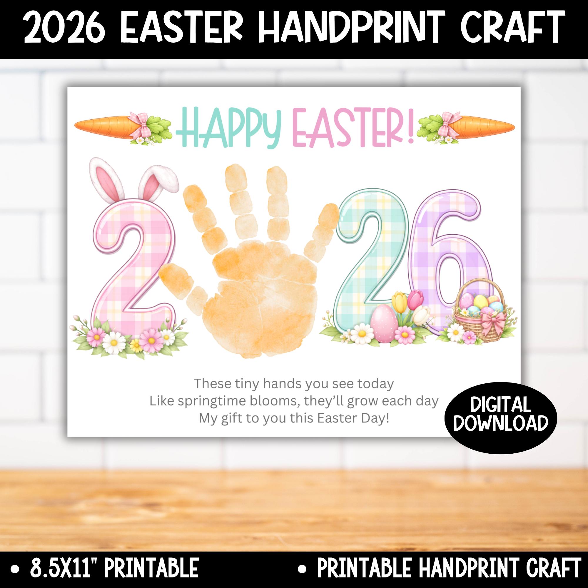 Easter Handprint Craft 2026 Printable, Preschool Spring Hand Print ...