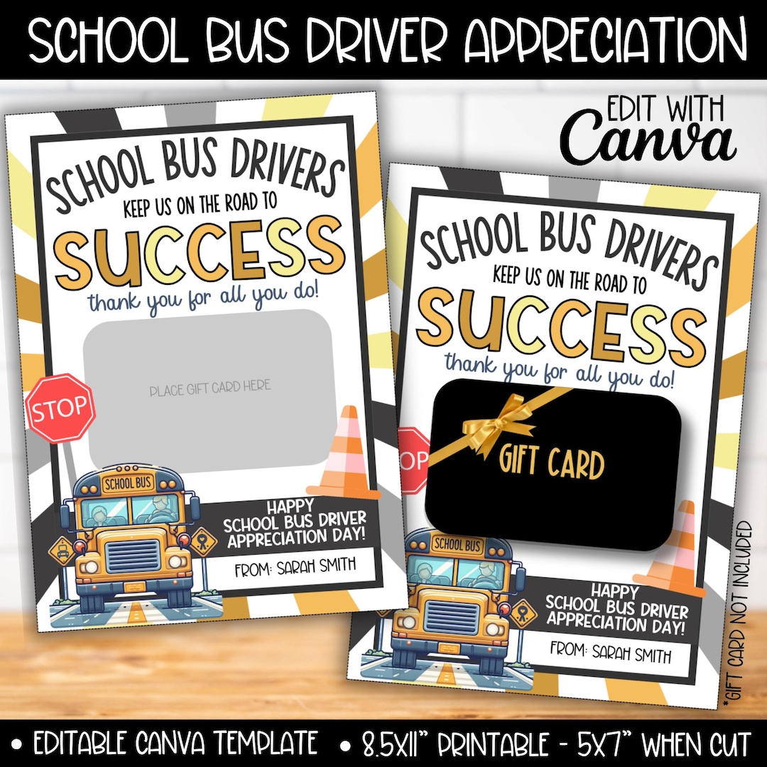 School Bus Driver Appreciation Gift Card Holder, Busdriver Saftey Week ...