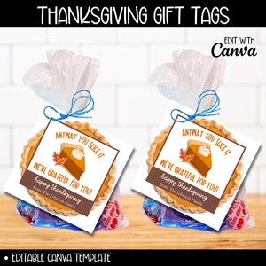 Editable Thanksgiving Pumpkin Pie Gift Tags for Teacher Coworkers ...