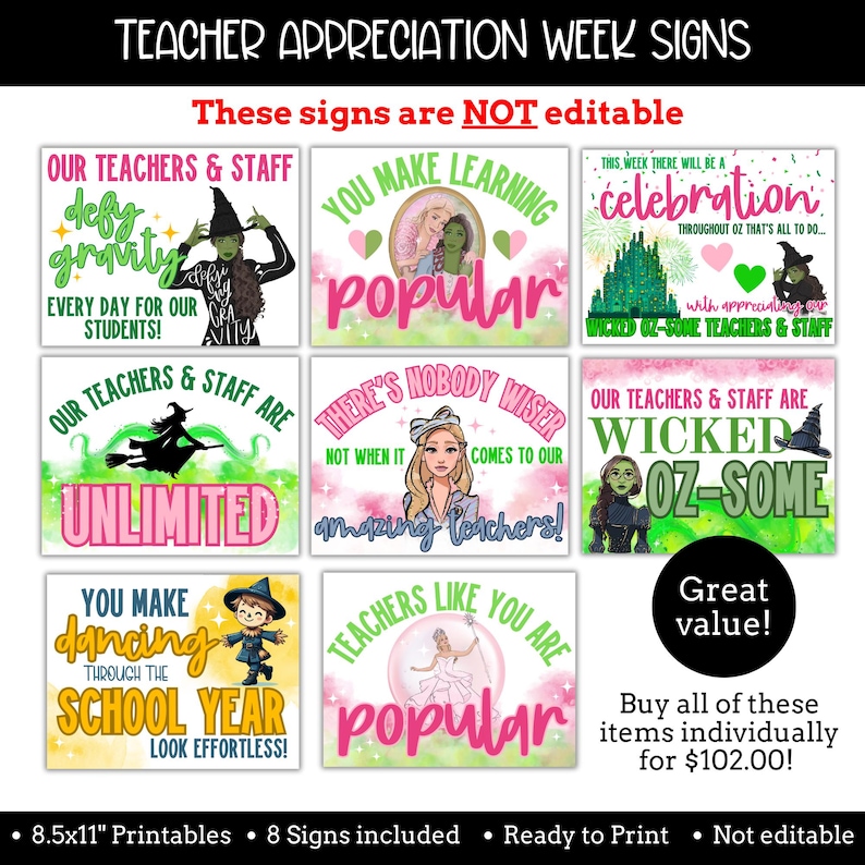 Teacher Staff Appreciation Week Witch Theme Flyer Poster Sign Game ...