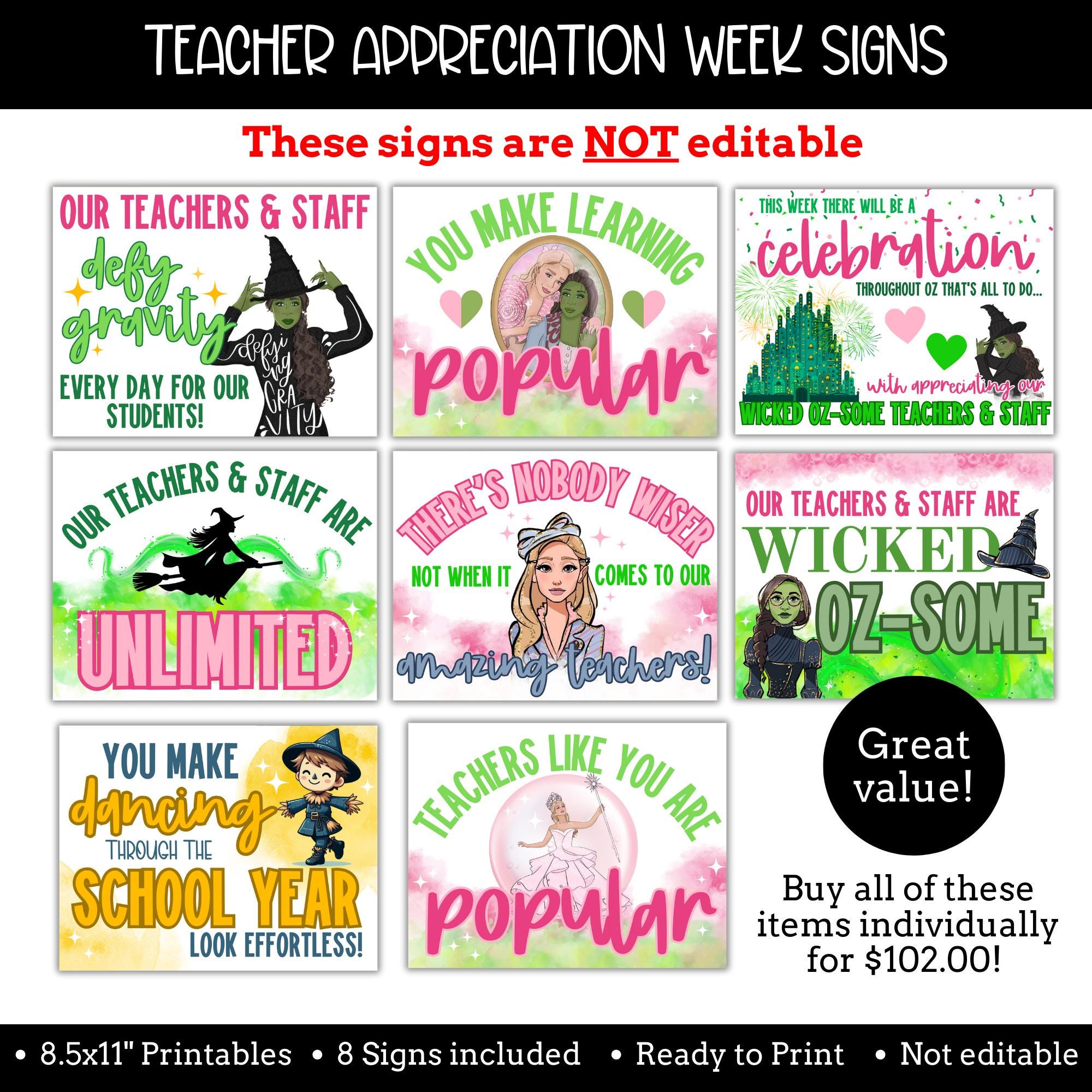 Teacher Staff Appreciation Week Witch Theme Flyer Poster Sign Game ...