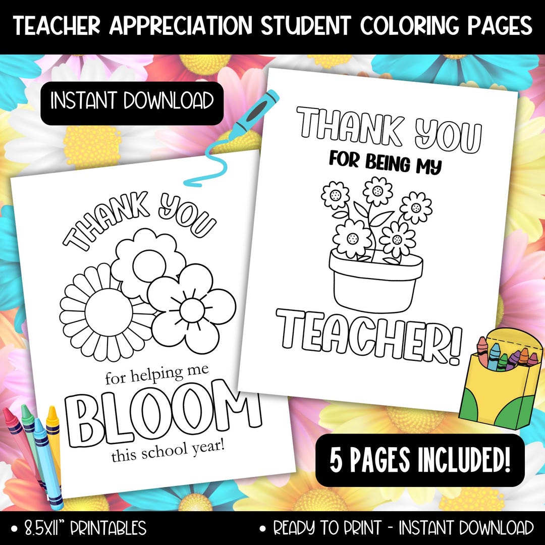 Flower Garden Teacher Staff Appreciation Student Coloring Activity ...