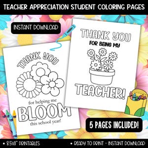 Flower Garden Teacher Staff Appreciation Student Coloring Activity ...
