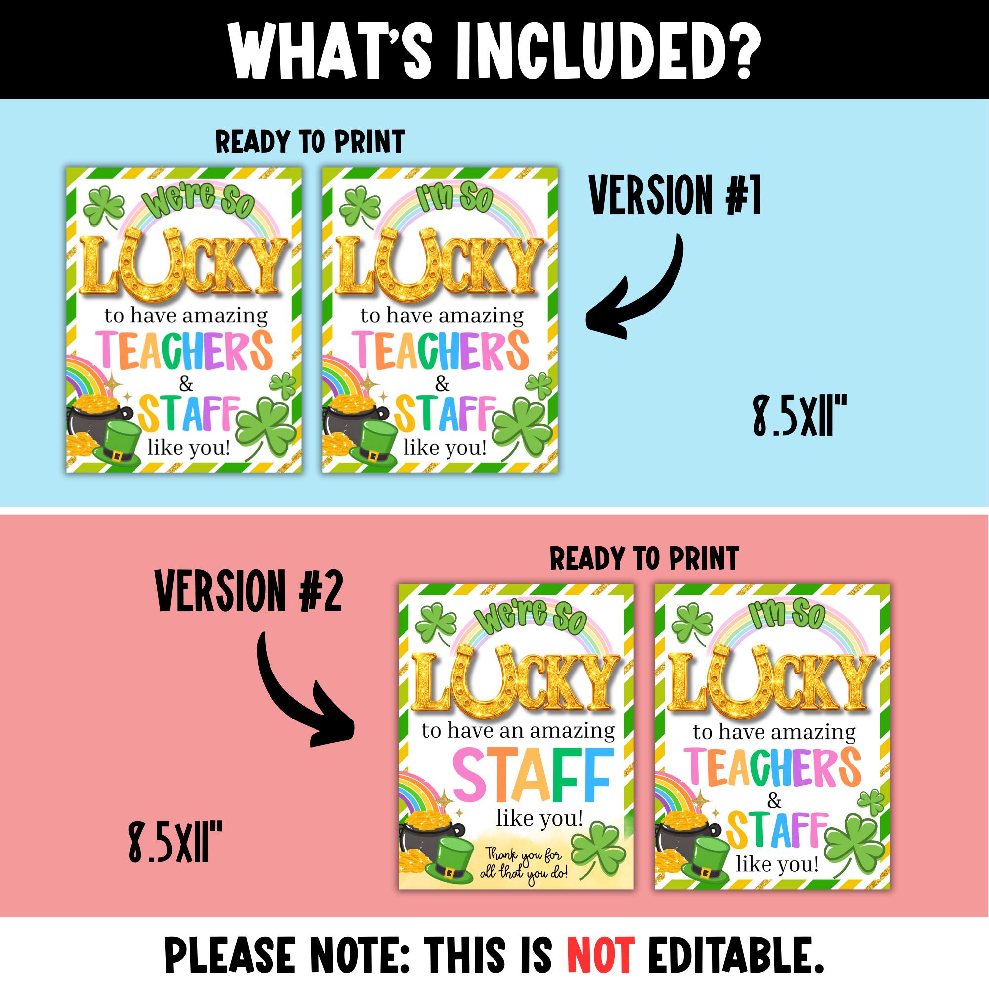 St. Patrick’s Day Teacher Appreciation Sign Printable, Lucky to Have ...