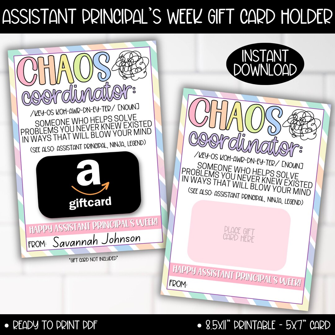 Assistant Principal Week Gift Card Holder, Happy National Assistant ...