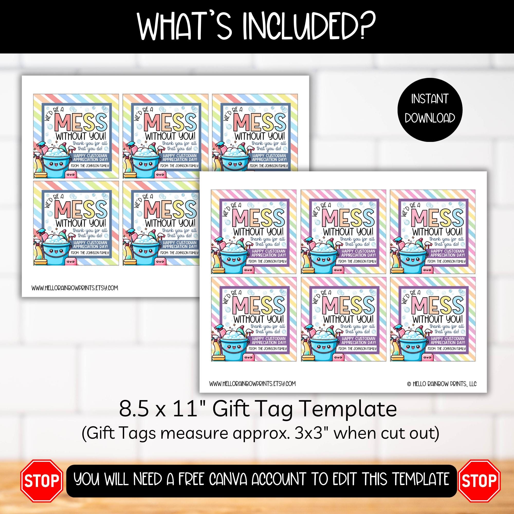 Custodians Appreciation Day Gift Tags, PTA PTO Gifts, World's Best ...