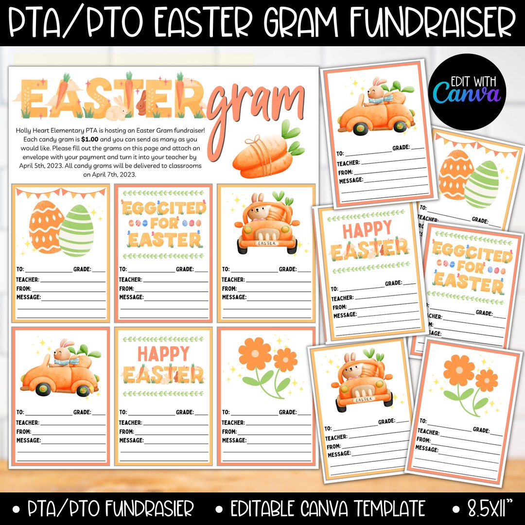 PTA PTO Easter Candy Grams Template Fundraiser, Bunny Grams, Spring ...