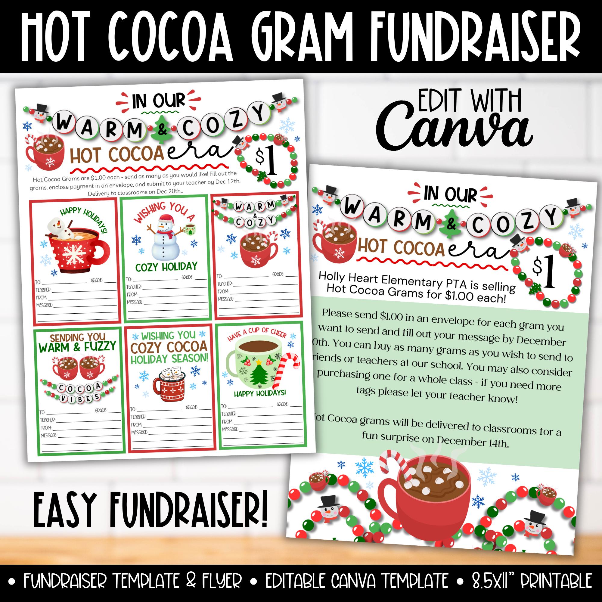 Hot Cocoa Era Gram Fundraiser Flyer Template, Candy Cane Grams ...