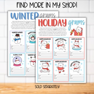PTA PTO Holiday Gram Fundraiser Flyer Canva Template, Candy Cane Grams ...