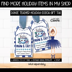 Teacher Christmas Hot Cocoa Gift Tag Card, Holiday Hot Chocolate ...
