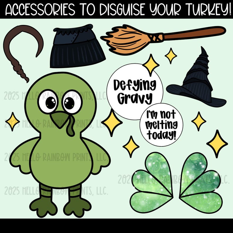 Disguise the Turkey Wicked Witch Printable Craft Kit, Elphaba Coloring ...