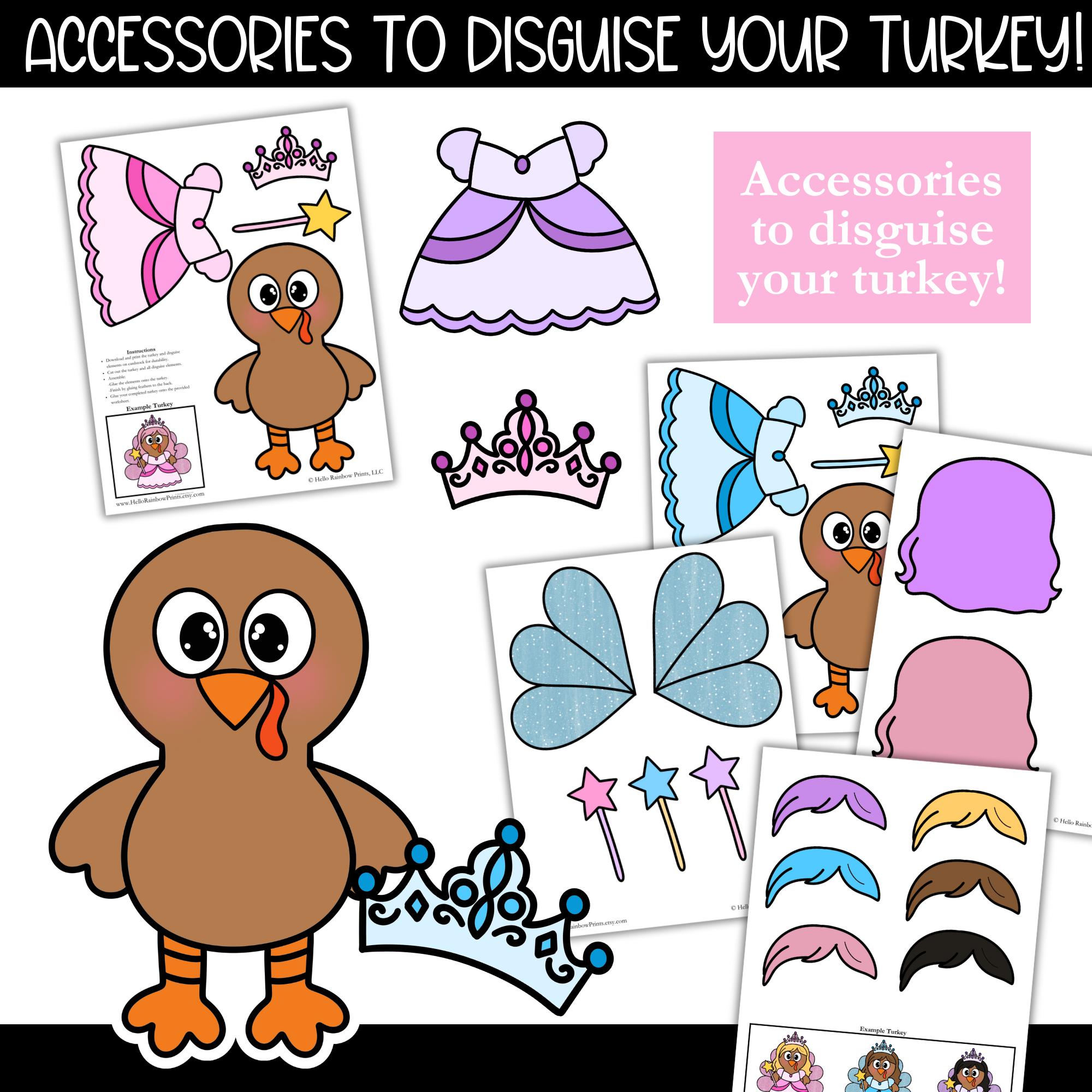 Pink Princess Turkey Disguise Costume Craft Kit, Girls Purple ...