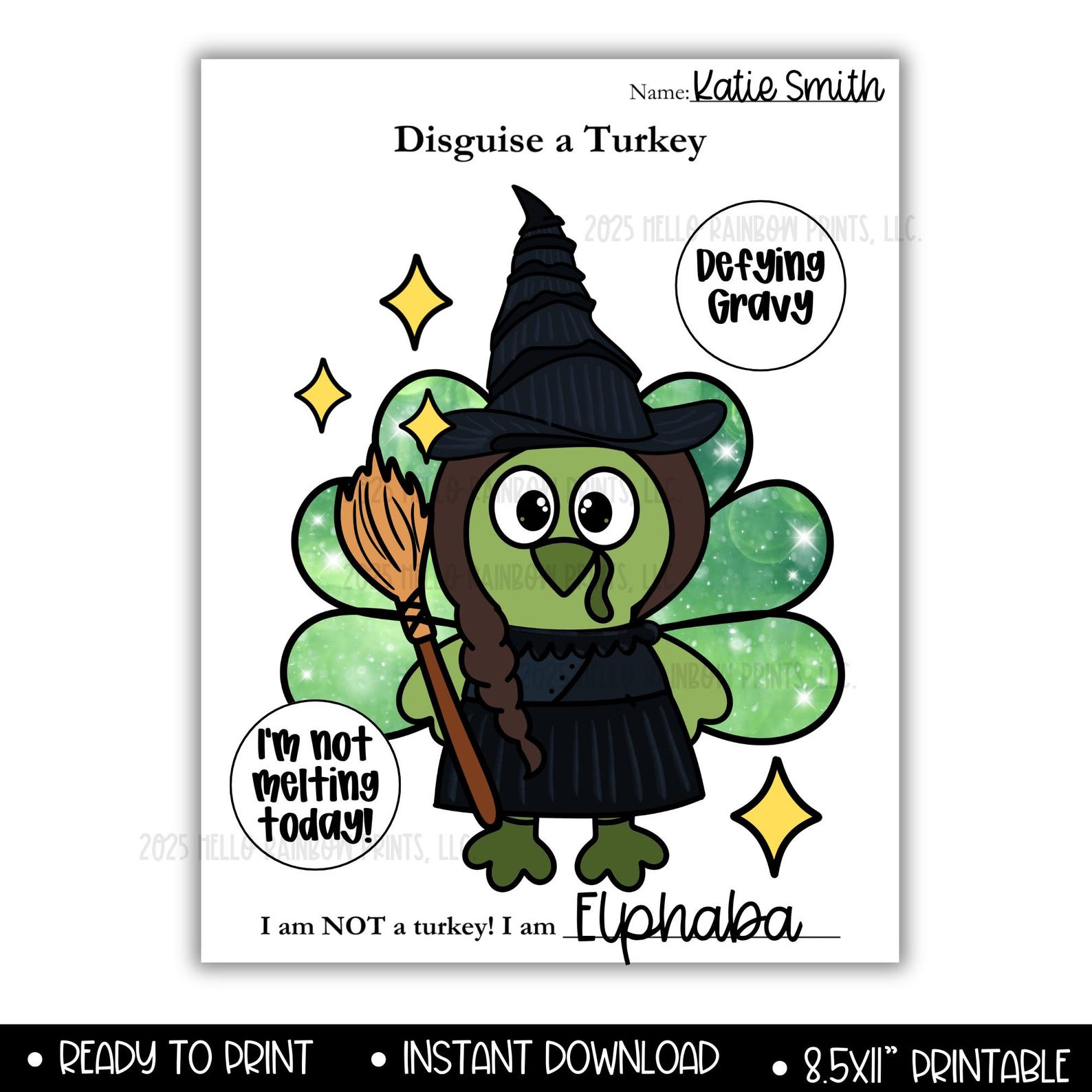 Thanksgiving Disguise the Turkey Wicked Printable Craft Kit Bundle ...