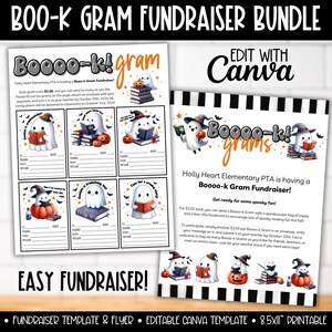 Halloween Boo Gram School Fundraiser Flyer Template Bundle, Boo-k Book ...