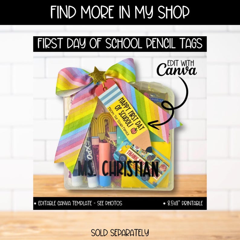 1st Day of School Student Cute Apple Gift Tag, Apple Gift From Teacher ...