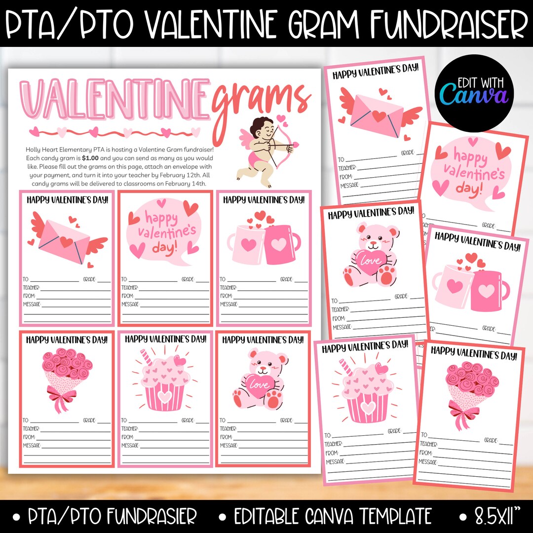 Valentine's Day Fundraiser Flyer Forms Tag Template PTA PTO Fundraising ...