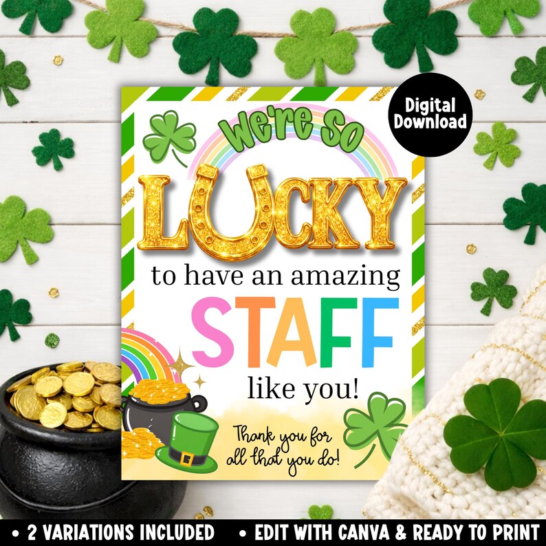 St. Patrick’s Day Teacher Appreciation Sign Printable, Lucky to Have ...