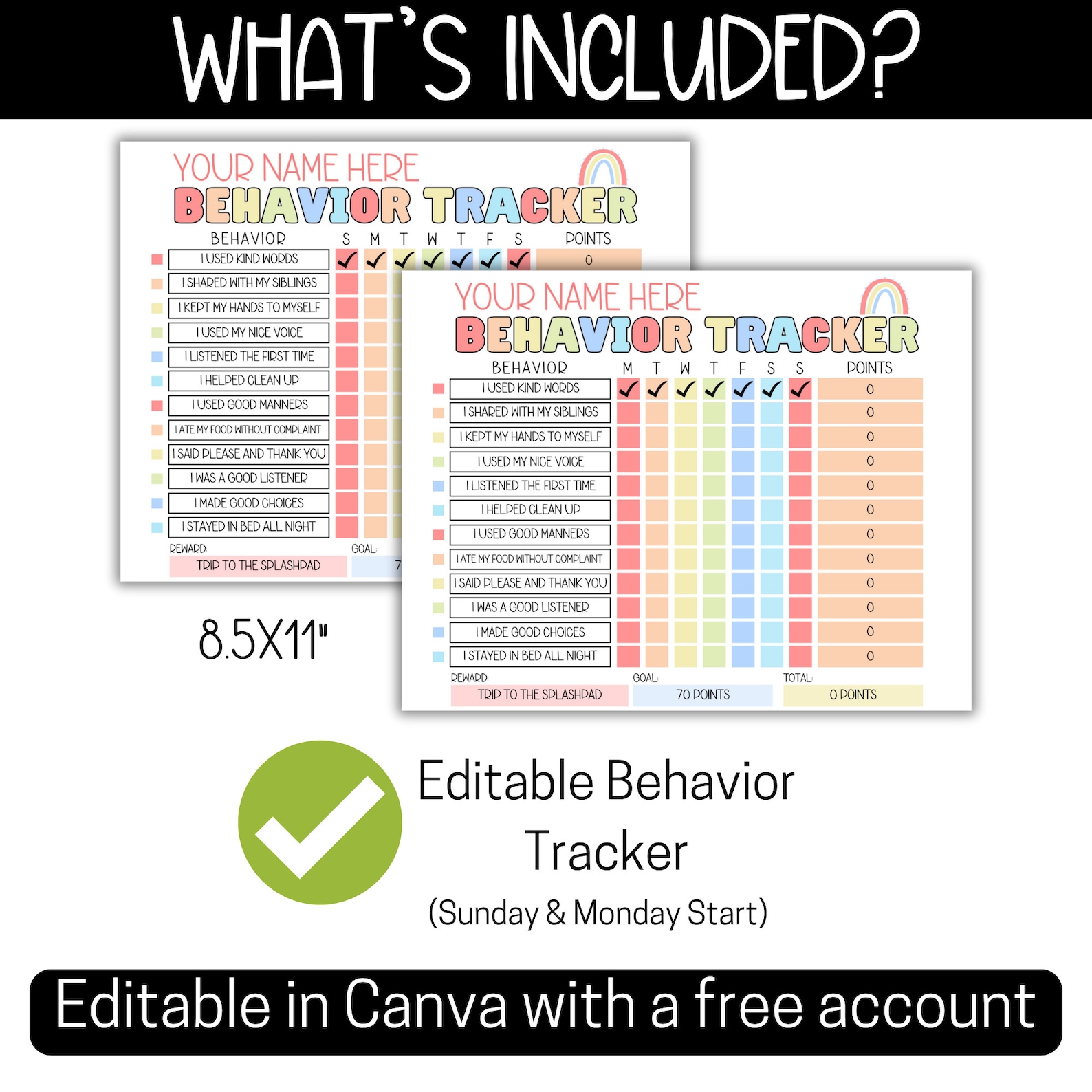 Kids Behavior Chart Printable Template, Good Behavior Chart Boys Girls ...