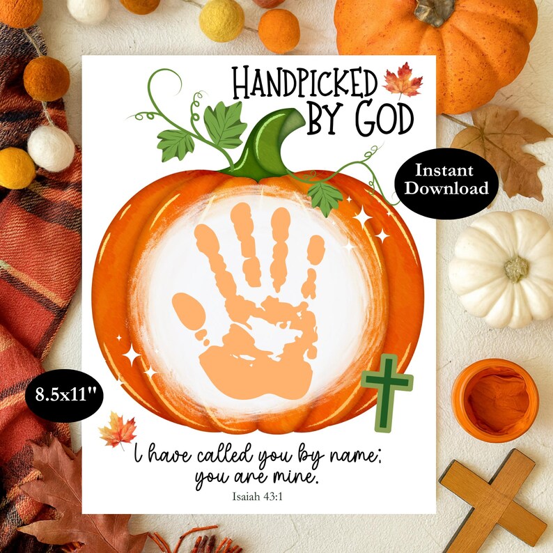 Thanksgiving Pumpkin Christian Handprint Craft, Church Bible Verse Fall ...
