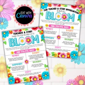Teacher Staff Appreciation Week Floral Theme Flyer, Teachers ...