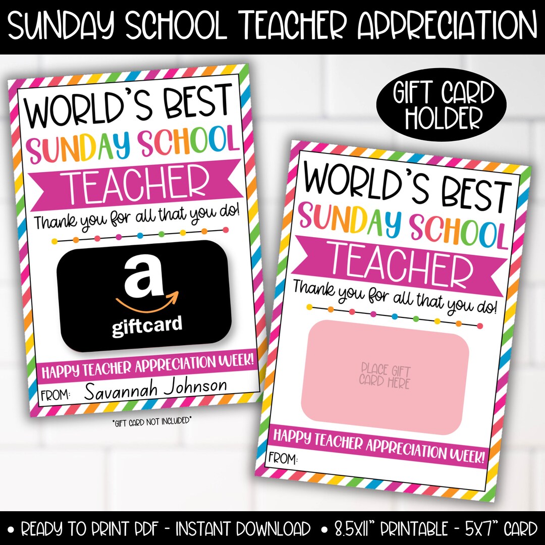 Sunday School Church Teacher Appreciation Week Gift Card Holder ...