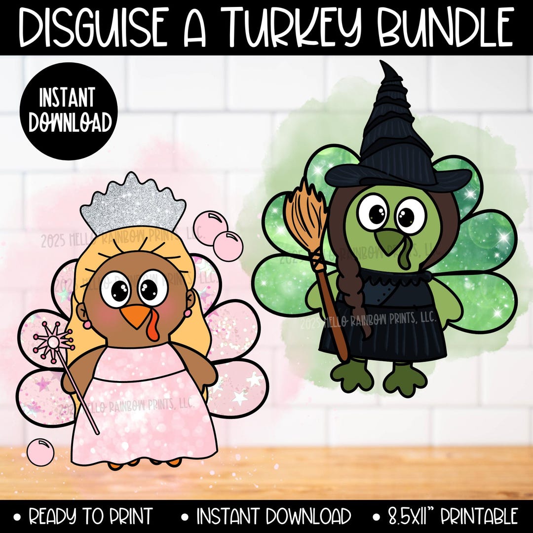 Thanksgiving Disguise the Turkey Wicked Printable Craft Kit Bundle ...