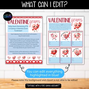 Valentine's Day Candy Gram Pink Red Heart Lollipop Editable Fundraiser ...