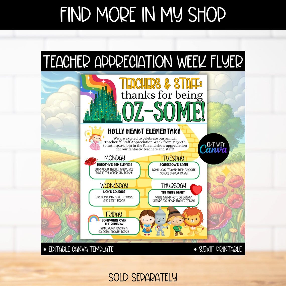 Wizard of Oz Teacher Appreciation Week Theme Poster Sign, Oz Staff ...