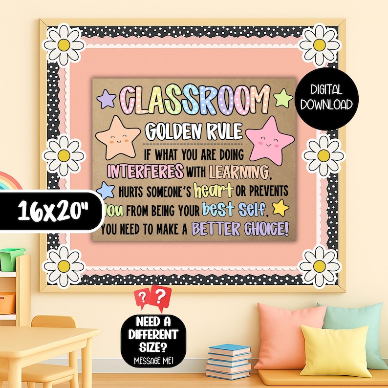 Classroom Golden Rule Behavior SEL Poster Sign Download, Aesthetic ...