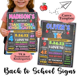 Editable First Day of TK Sign Bundle, Back to School TK Chalkboard ...